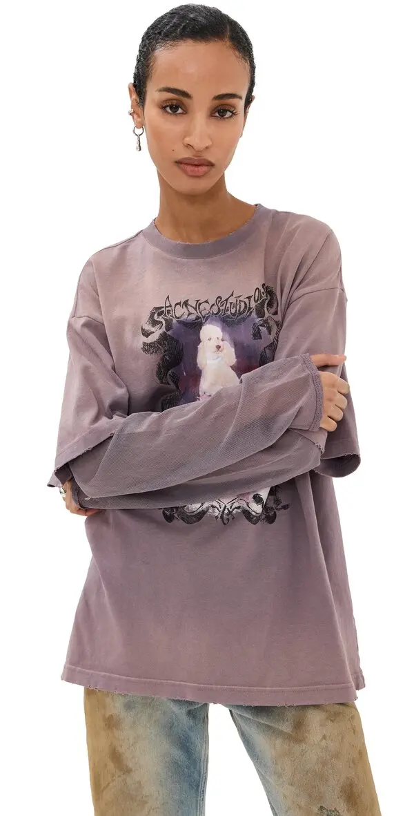 Acne Studios Edra Double Long-Sleeve T-Shirt In Dark Mauve - 50